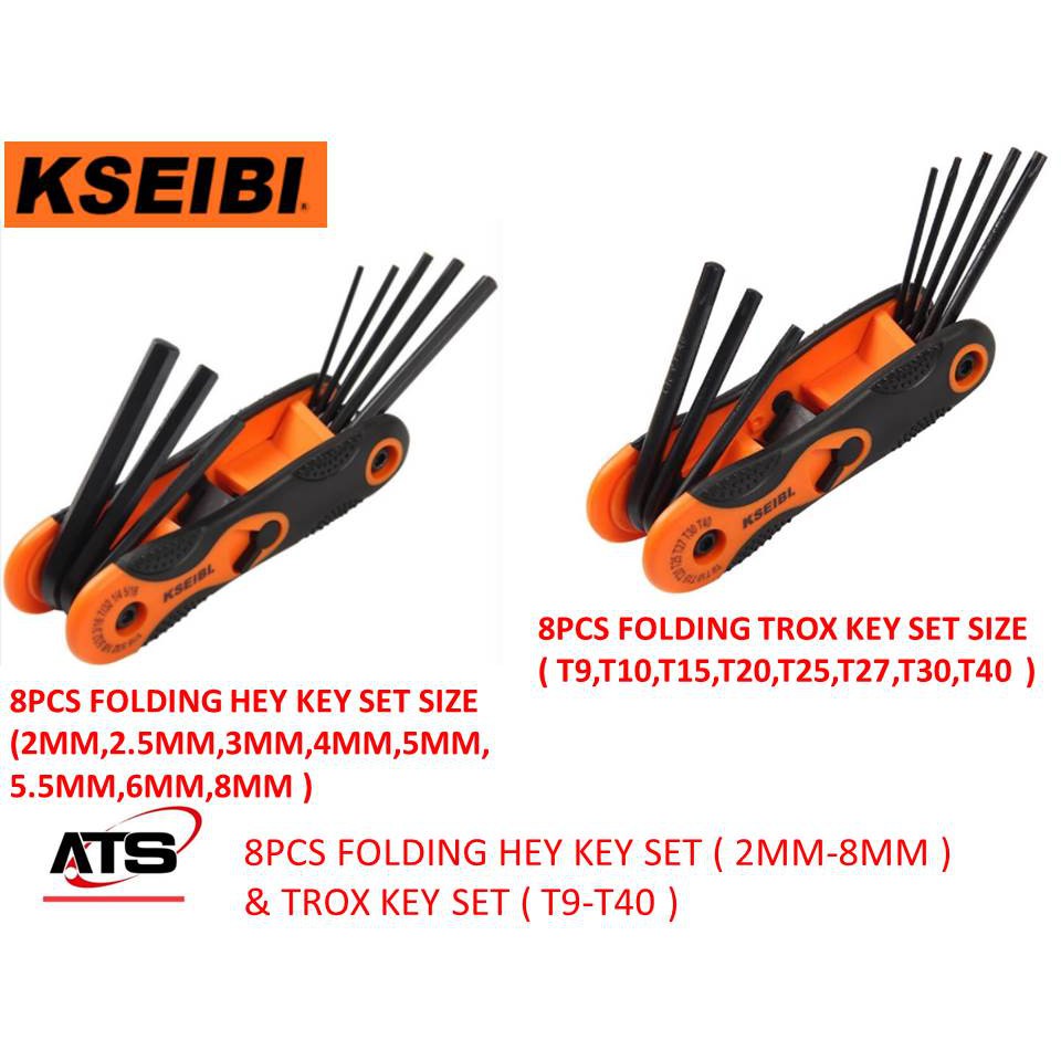 KSEIBI 8PCS FOLDING HEY KEY SET ( 2MM-8MM ) & TROX KEY SET ( T9-T40 ...