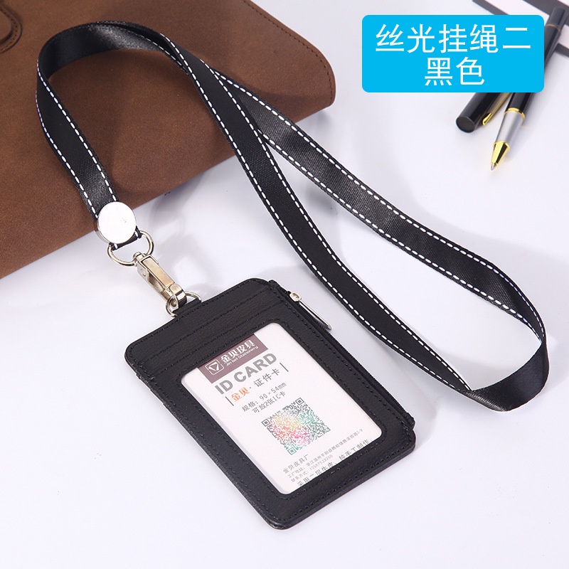 Premium PU Leather Lanyard Card Holder Mini Wallet Side Zip Rope ...