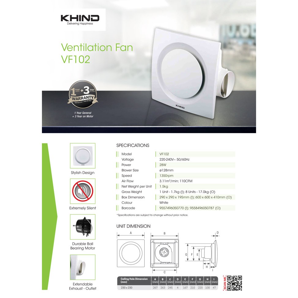 Khind VF102 Ventilation Fan (White Color) | Shopee Malaysia
