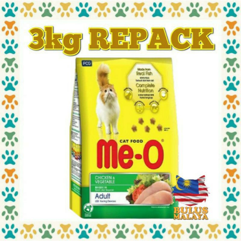 🥝 3kg Repack Me-O Adult (Chicken & Vegetable) Cat Food 🥝 | Shopee Malaysia