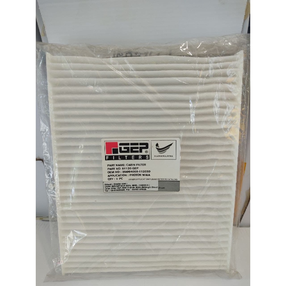CABIN FILTER GEP FILTERS AIRCOND CABIN FILTER FOR PROTON WAJA (MA994000 ...