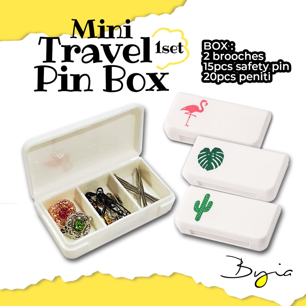 MINI TRAVEL PIN BOX FOR HIJAB PENITI JARUM BROOCH SAFETY PIN | Shopee ...
