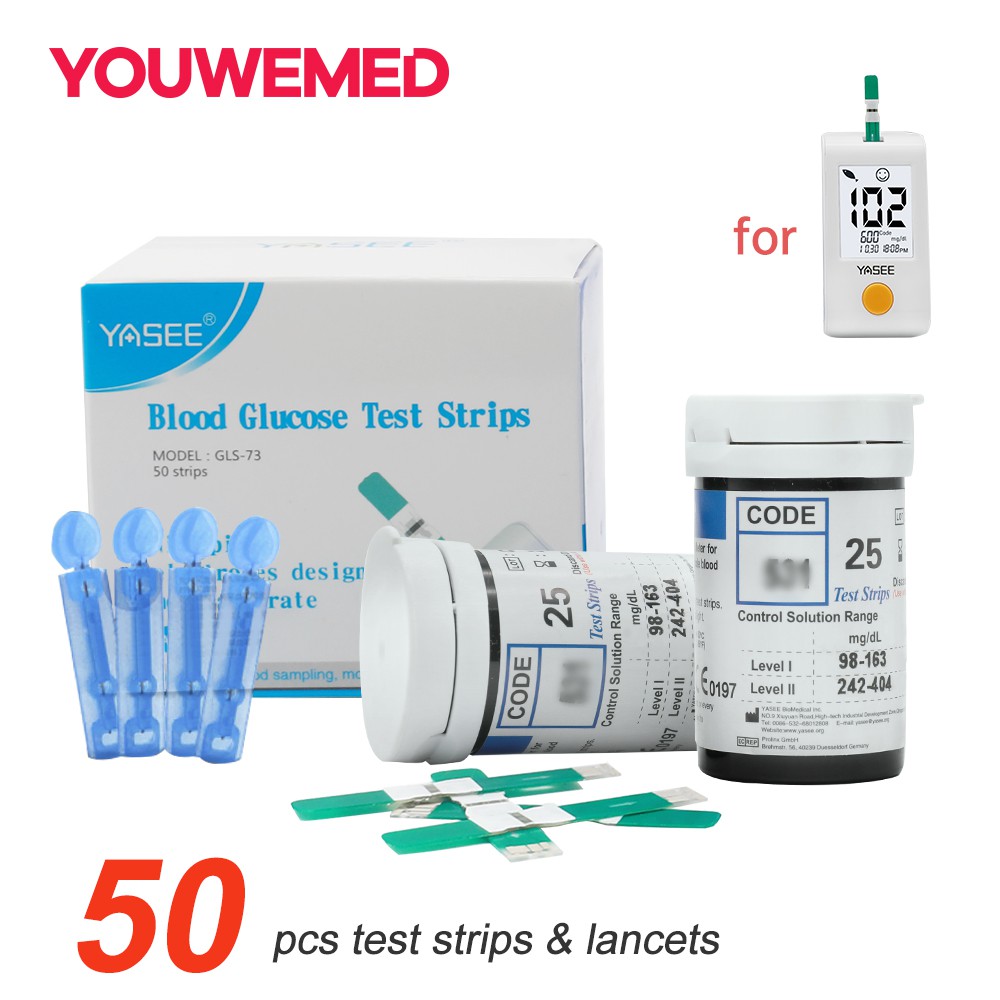 50pcs GLS73 blood glucose test strips and blood collection lancets for ...