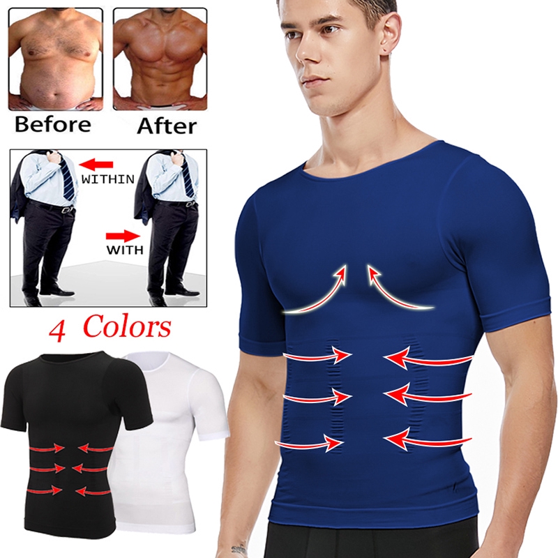 Mens Slimming Body Shaper Malecompression Chest Shirts Abdomen T Shirts