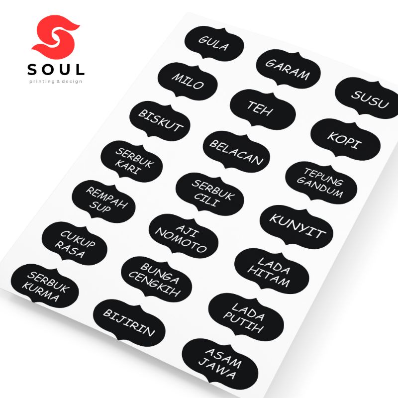 Sticker Label Dapur 21 Pcs Pantry Kitchen Labels Glossy A4 Paper ...