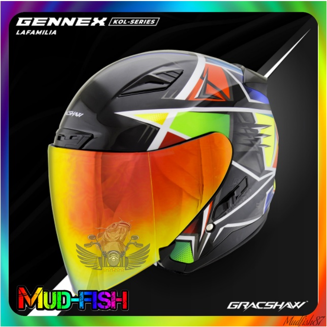 GRACSHAW Gennex G535 LAFAMILIA HELMET (DOUBLE VISOR) | Shopee Malaysia