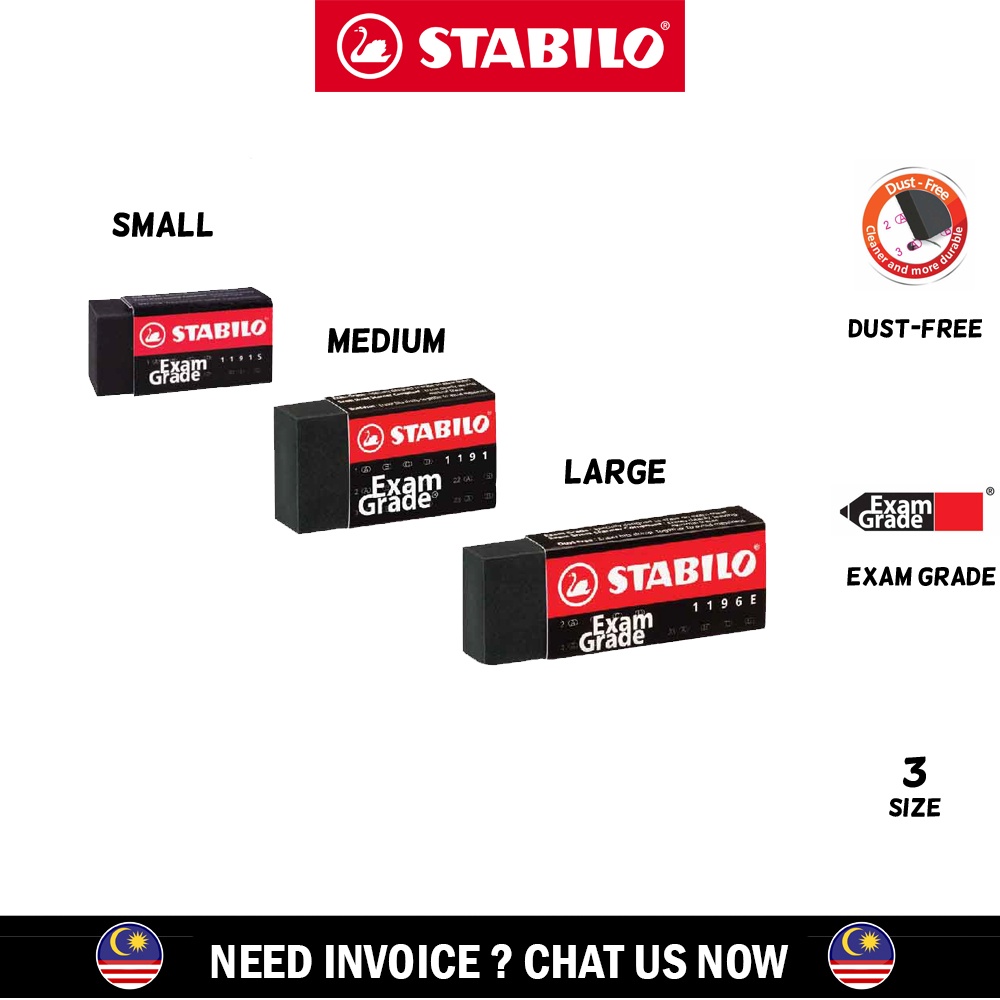 STABILO Exam Grade Eraser/Pemadam/Rubber 3 Size - (1's) | Shopee Malaysia