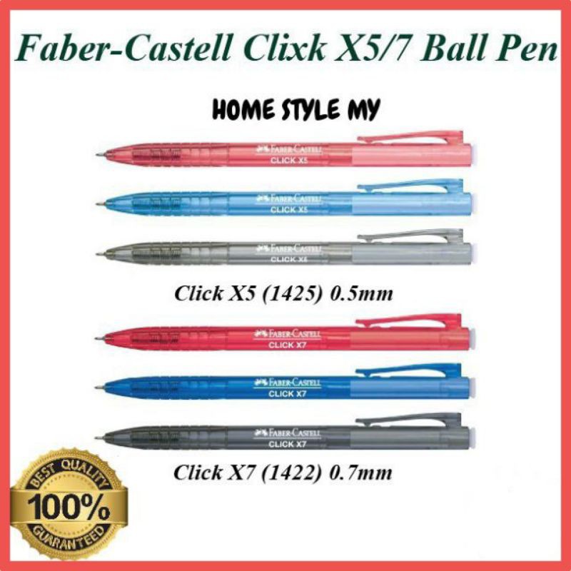 Faber-Castell Ball Pen X5/X7 0.5MM/0.7MM BLACK/BLUE/RED (Pen Faber ...