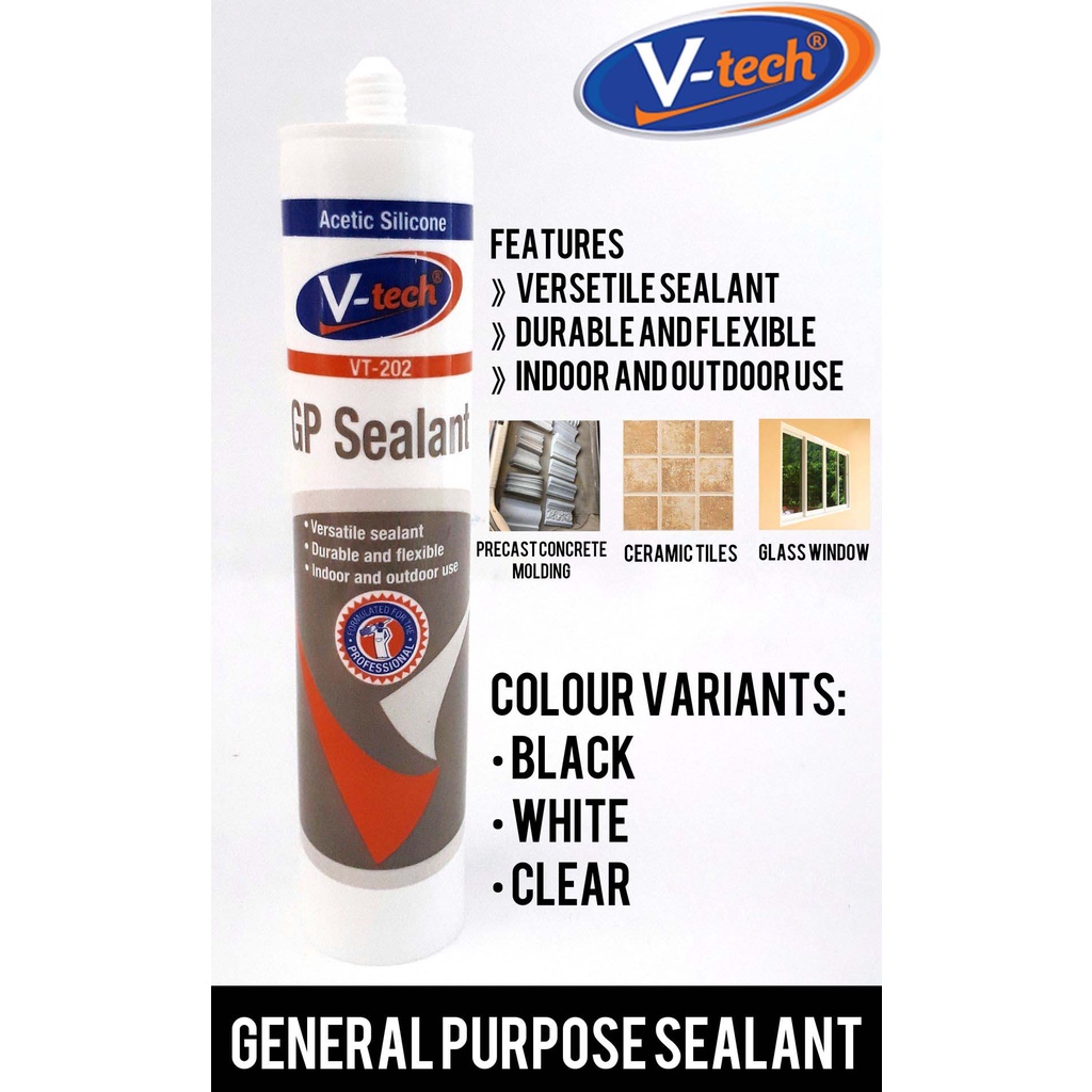 VTECH SILICONE SEALANT BLACK, WHITE, CLEAR FOR AQUARIUM, BASIN BATHROOM ...