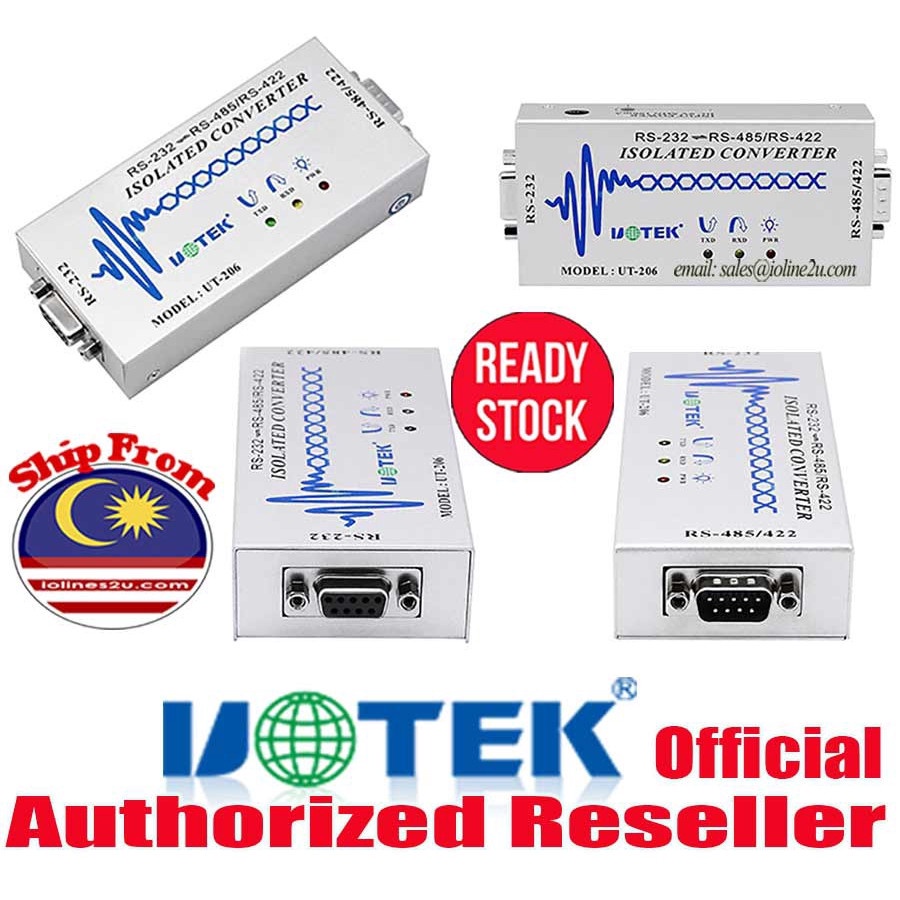 UOTEK UT-206 RS232 to RS485/RS422 Isolated Active Serial converter Interface DB9 UTEK Malaysia ...