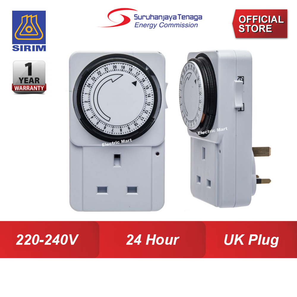 24 Hours Analog Programme 3 Pin Plug Timer Switch Socket Plug With Sirim Approved Shopee