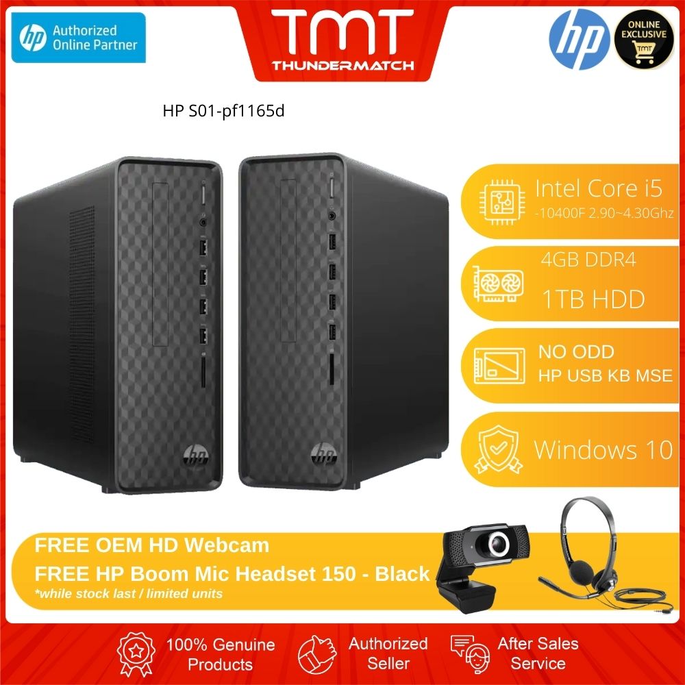 Hp s01-pf1165d desktop pc | i5-10400f | 4gb 1tb hdd | gt730 | hp usb ...