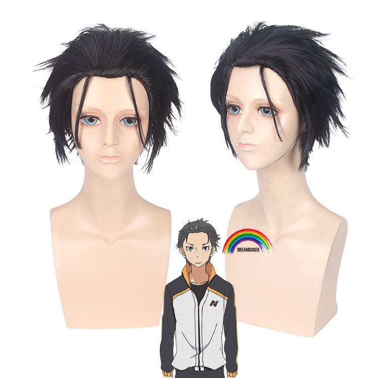 Natsuki Subaru Black Wig Rintarou Okabe Wig Cosplay Steins Gate Cosplay ...