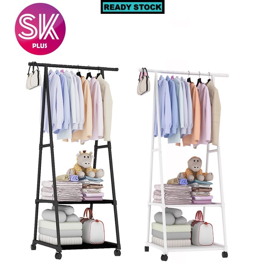 🌟 Ready Stock 🌟 SKPLUS Hanger Rust Floor Storage Metal Multi-functional ...