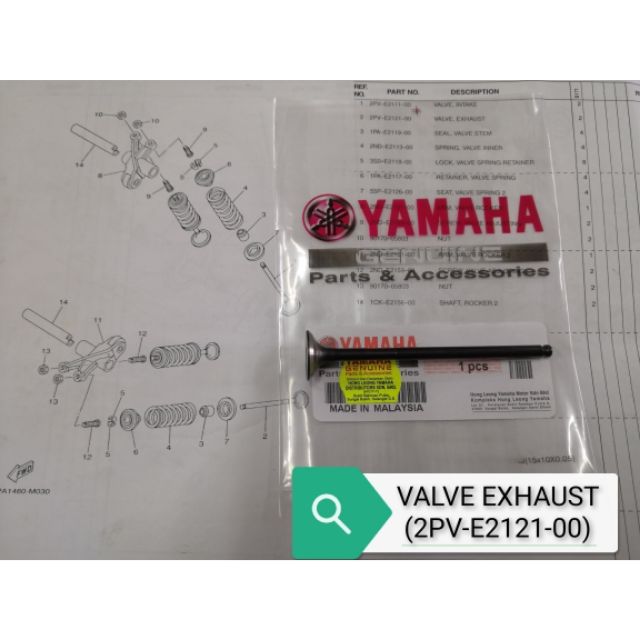 VALVE EXHAUST ORIGINAL HLY - YAMAHA Y15 ( 2PV-E2121-00) | Shopee Malaysia