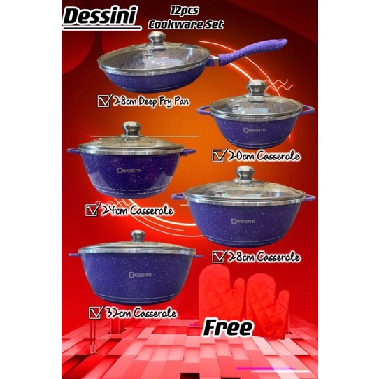 Original DESSINI 12PCS Cookware Set | Shopee Malaysia