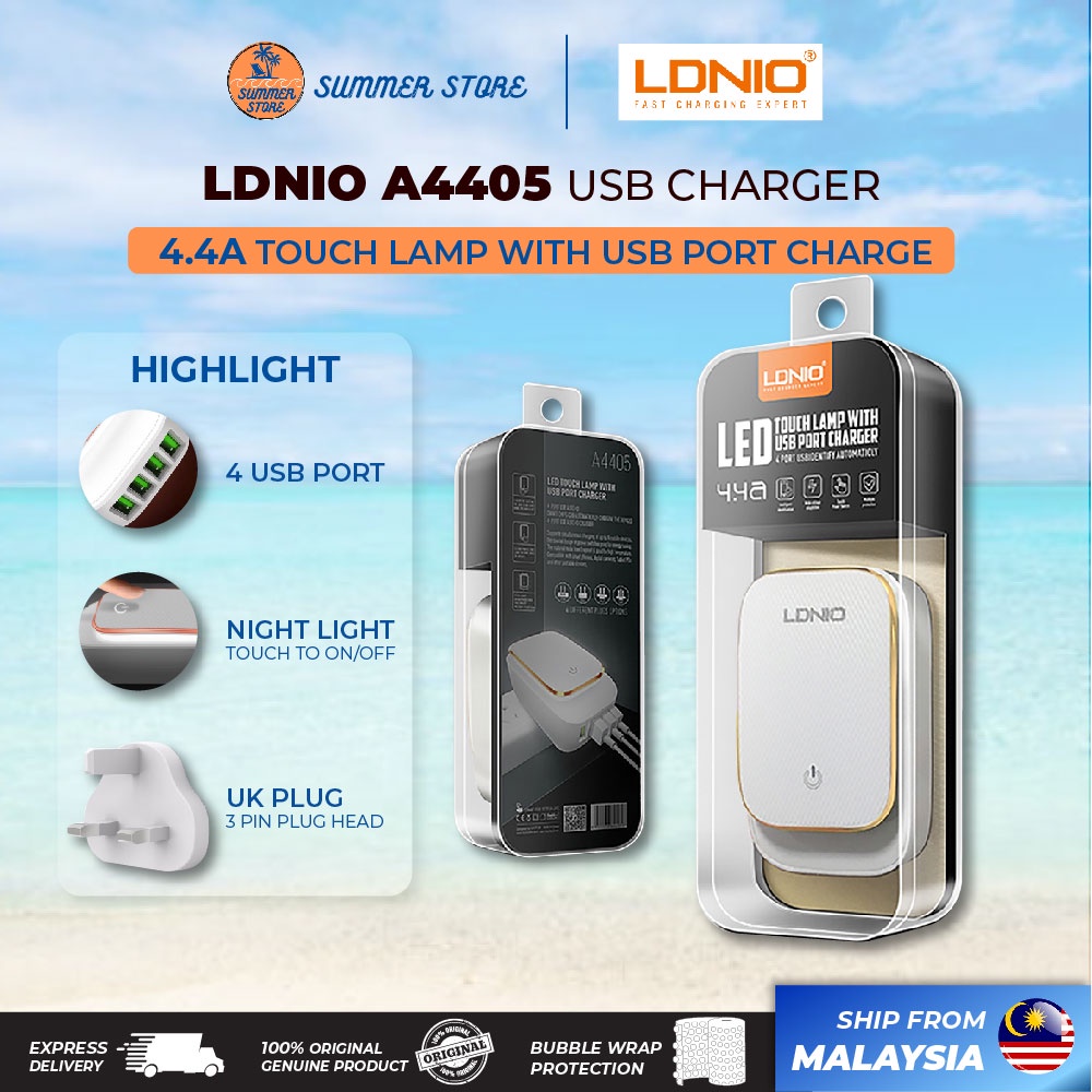 Ldnio A4405 Charger Adapter Fast Charging LED Touch Lamp Dual USB ...