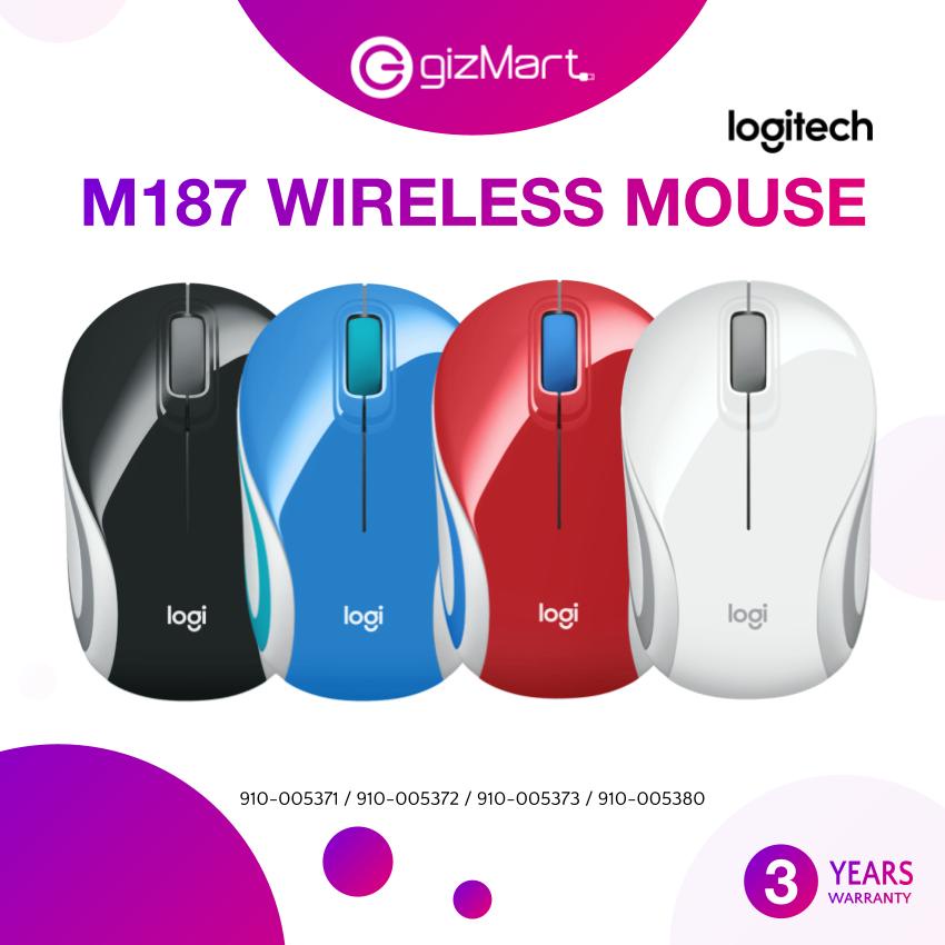 Logitech M187 Wireless Ultra Portable Mini Mouse (Black / Palace Blue ...