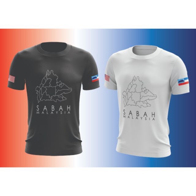 SABAH T-SHIRT / PETA / KIRI BENDERA SABAH DAN KANAN BENDERA MALAYSIA ...