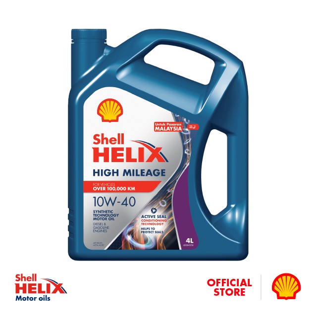 Shell Helix High Mileage 10W-40 Semi Synthetic Engine Oil (4L) | Shopee ...