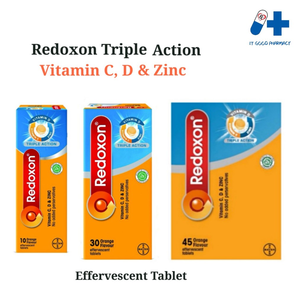 Redoxon Effervescent Triple Action Vitamin C 10s/ 30s/ 45s | Shopee ...