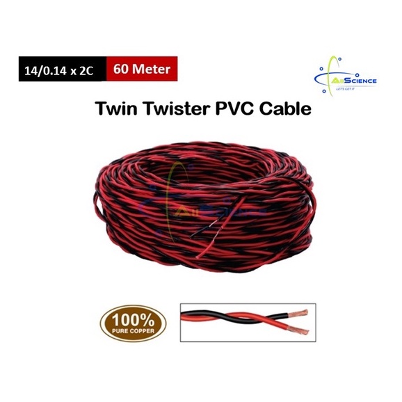Twin Twisted Multi Purpose 2 Core Wire Cable 60 METER ( Wayar ...