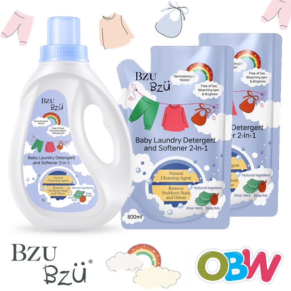 BZU BZU Baby Laundry Detergent & Softener (1L / 800ml Refill Pack ...