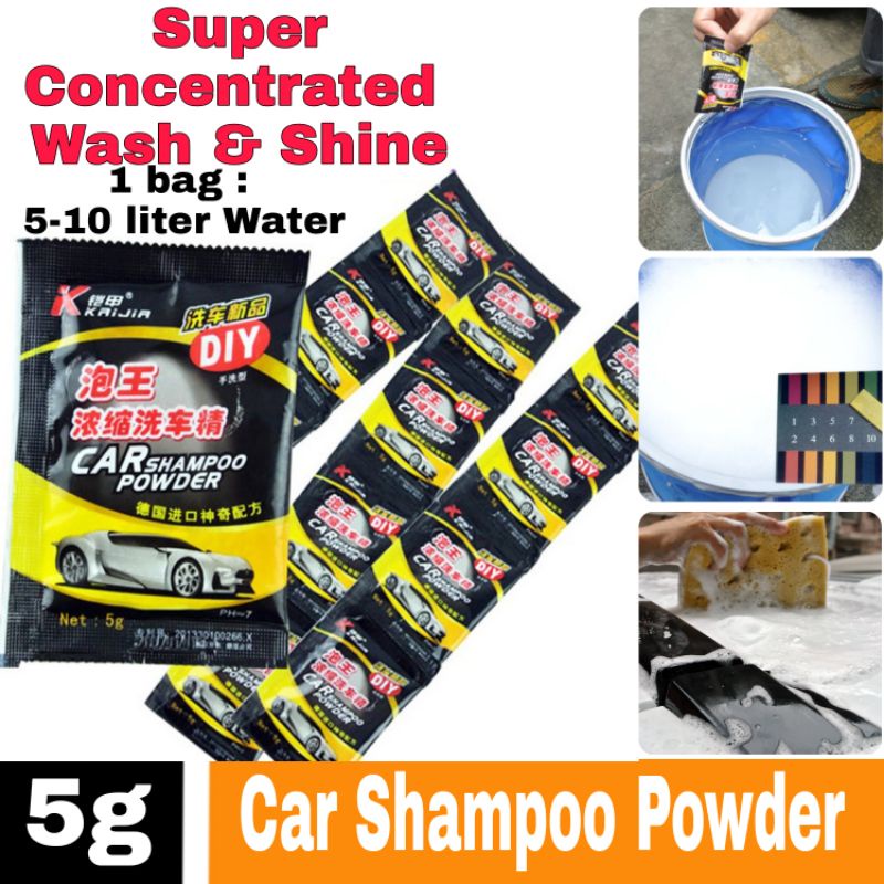 1 bag 5g Super Concentrated Car Wash Shampoo Powder rich bubbles shine ...