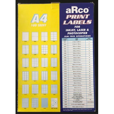 ARCO LABELS STICKER A4 SIZE 100 SHEETS BOX | Shopee Malaysia
