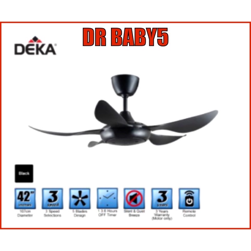 DEKA Ceiling Fan Dr Baby 5S Baby Fan 42" AC Motor 5 Speed Remote ...