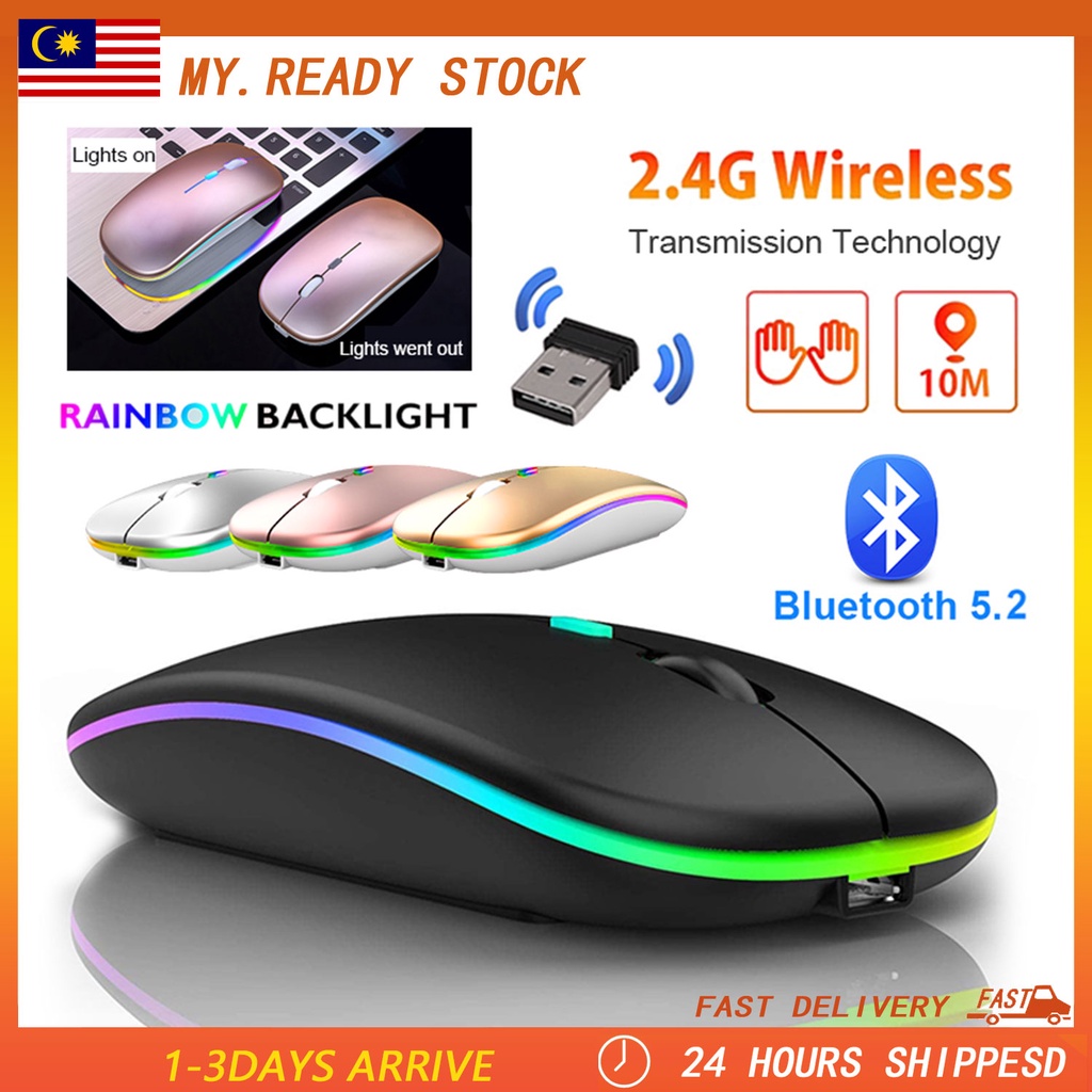 Wireless Mouse RGB Bluetooth Mouse 2.4Gh Wireless Silent Mause Gaming ...