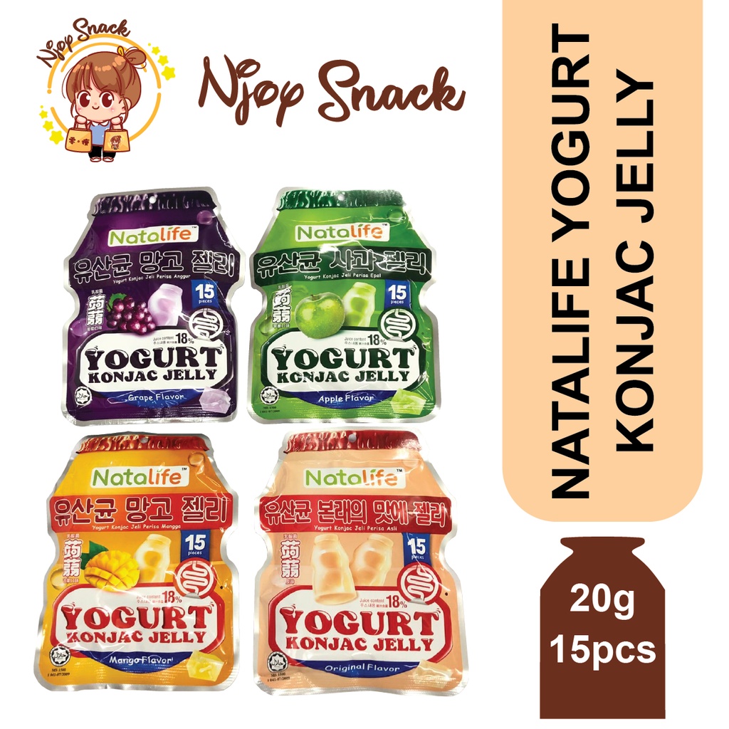 20g x 15's NATALIFE YOGURT KONJAC JELLY (ORIGINAL YOGURT / GRAPE / APPLE / MANGO) | Shopee Malaysia