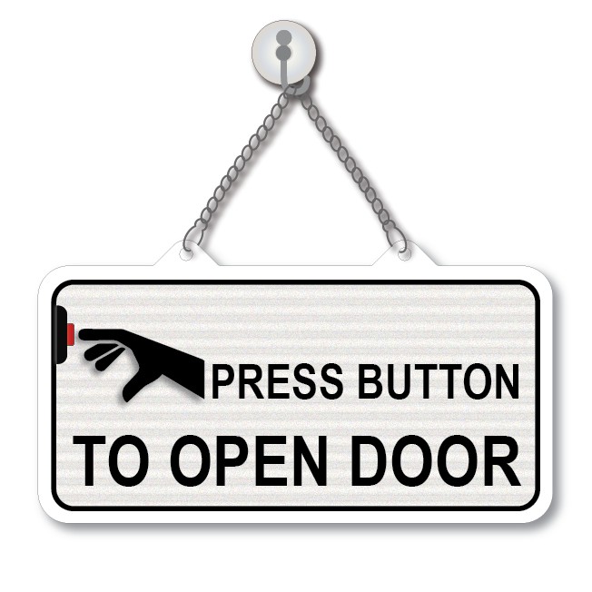 SB39106 PRESS BUTTON TO OPEN DOOR SIGN BOARD WITH CHAIN AND SUCTION CUP ...