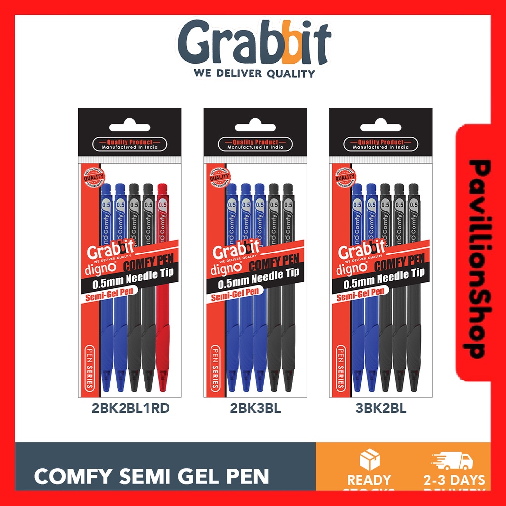 5 In 1 Ball Pen Mata Tirus Biru Hitam N Merah Grabbit Digno Comfy Semi Gel Pen 05mm Pen Mata