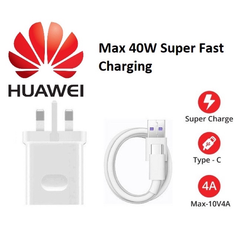 Huawei Original 40W/66W/100w Super Fast Charging Charger UK Plug with ...