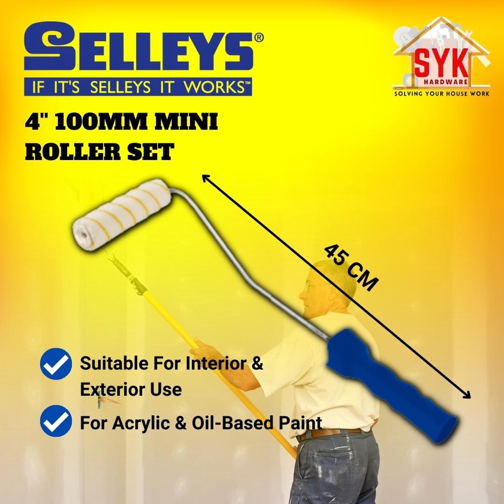 SYK SELLEYS All Purpose Mini Roller Paint 4 Inch 100mm Wall Painting ...