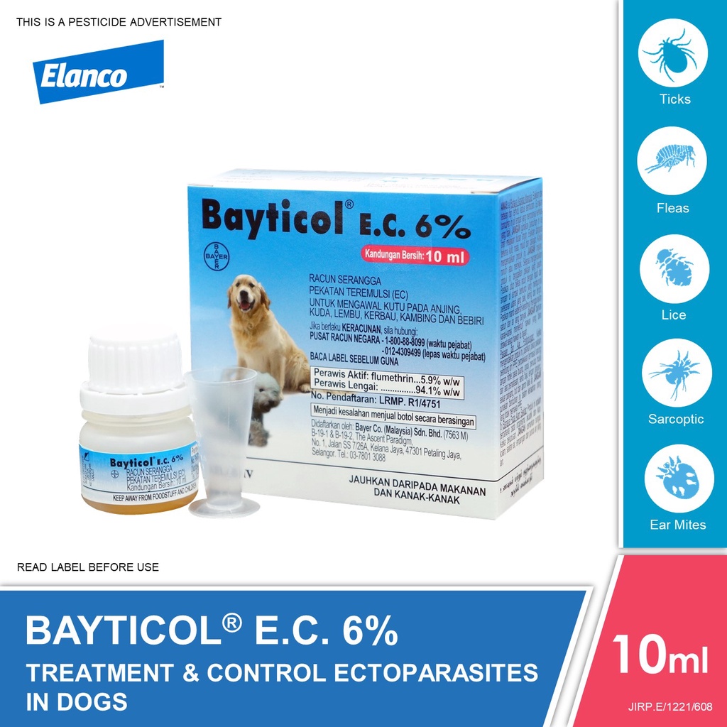 Bayticol 6% E.C. Tick Flea Lice Mange Control (10ml) | Shopee Malaysia