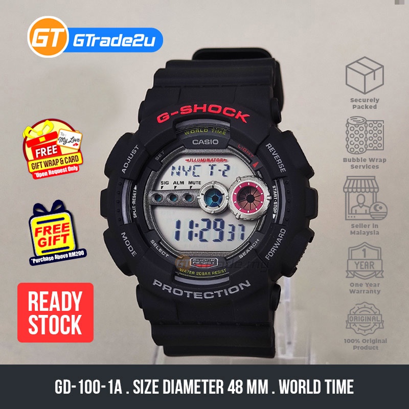 Original G Shock Men GD-100-1A GD100-1A Digital GD100 Basic Watch Black ...