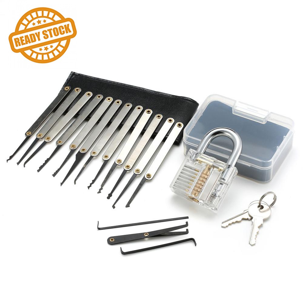 LOCKMALL Transparent Skill Training Padlock Stainless Steel Lock Picks ...