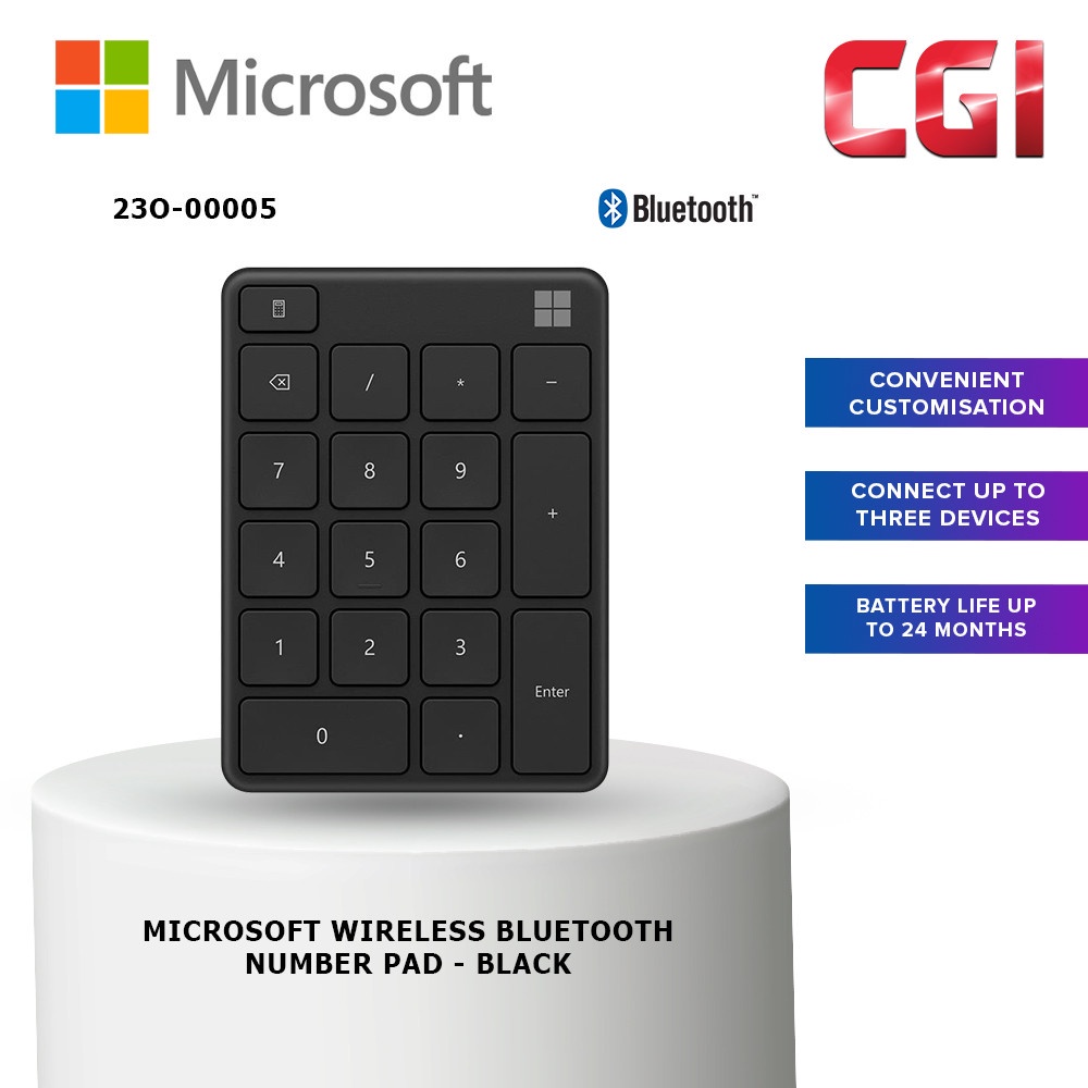 Microsoft Wireless Bluetooth Number Pad - Black (23O-00005) | Shopee ...