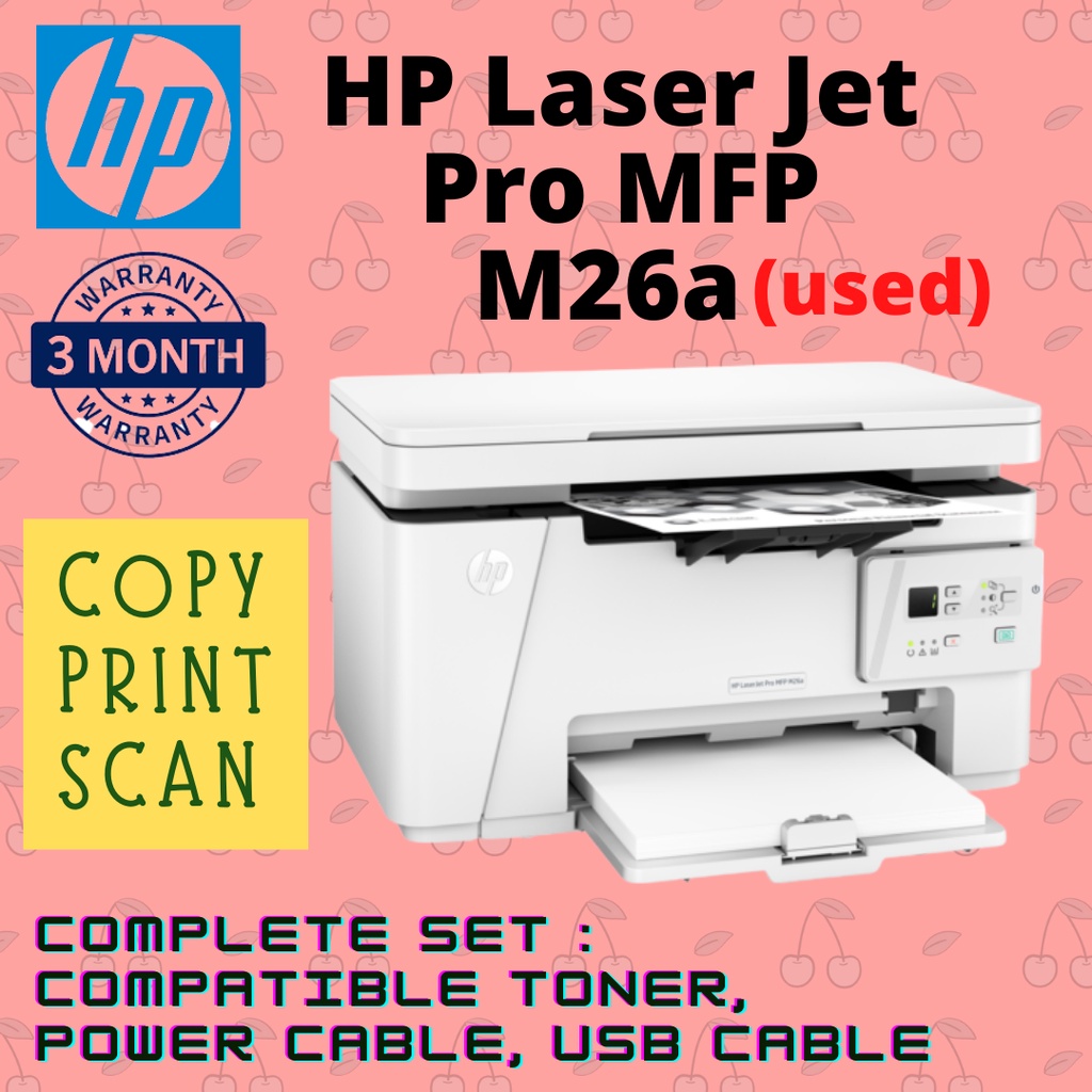 HP Laser Jet Pro MFP M26a USED PRINTER (3 in 1) Mono Laser Printer ...