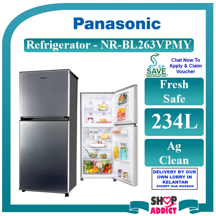 PANASONIC Peti Sejuk NR-BL263VPMY 234L 2 Door Energy Saving ECONAVI Ag ...