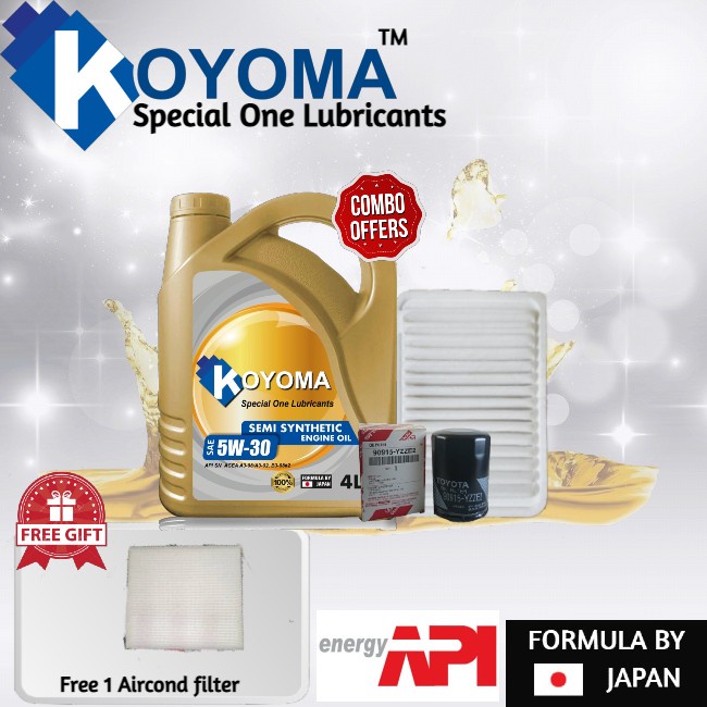 TOYOTA CAMRY 2.0 2.4 ACV40 ACV50 OIL FILTER + AIR FILTER + KOYOMA 5W30 ...