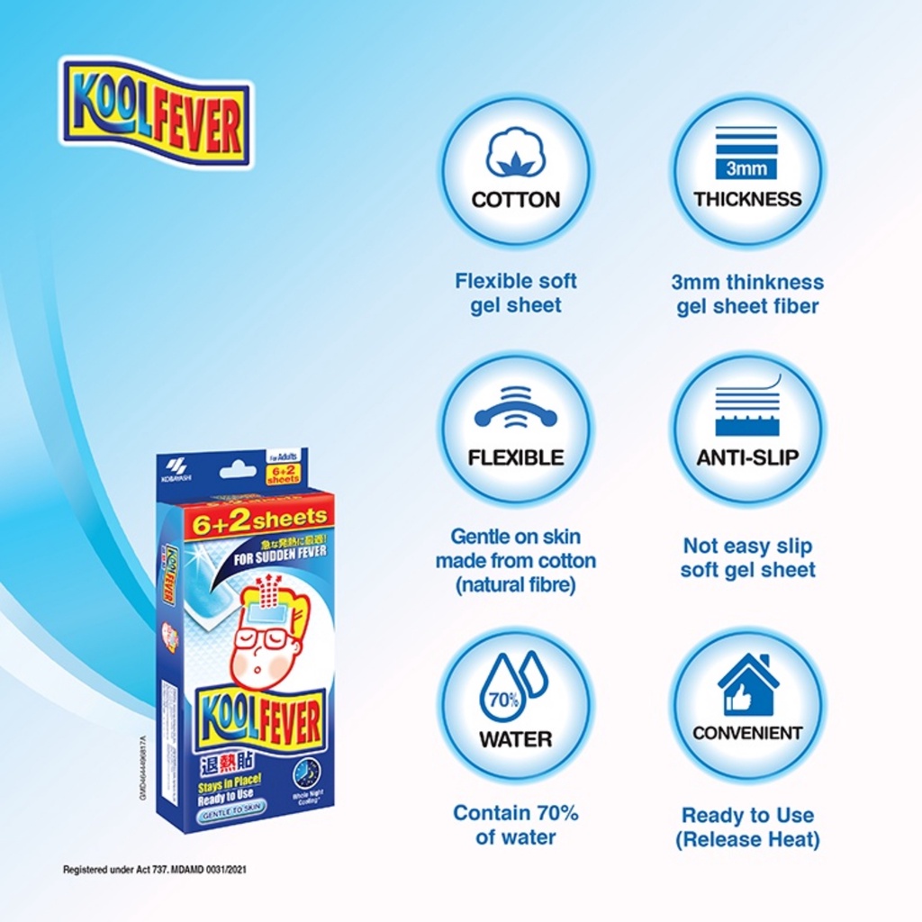 READY STOK Koolfever Cooling Sheet Cooling Pad for Adults Fever Cool ...