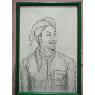 lukisan potret saiz a4, gambar berdua pekej termasuk frame | Shopee ...