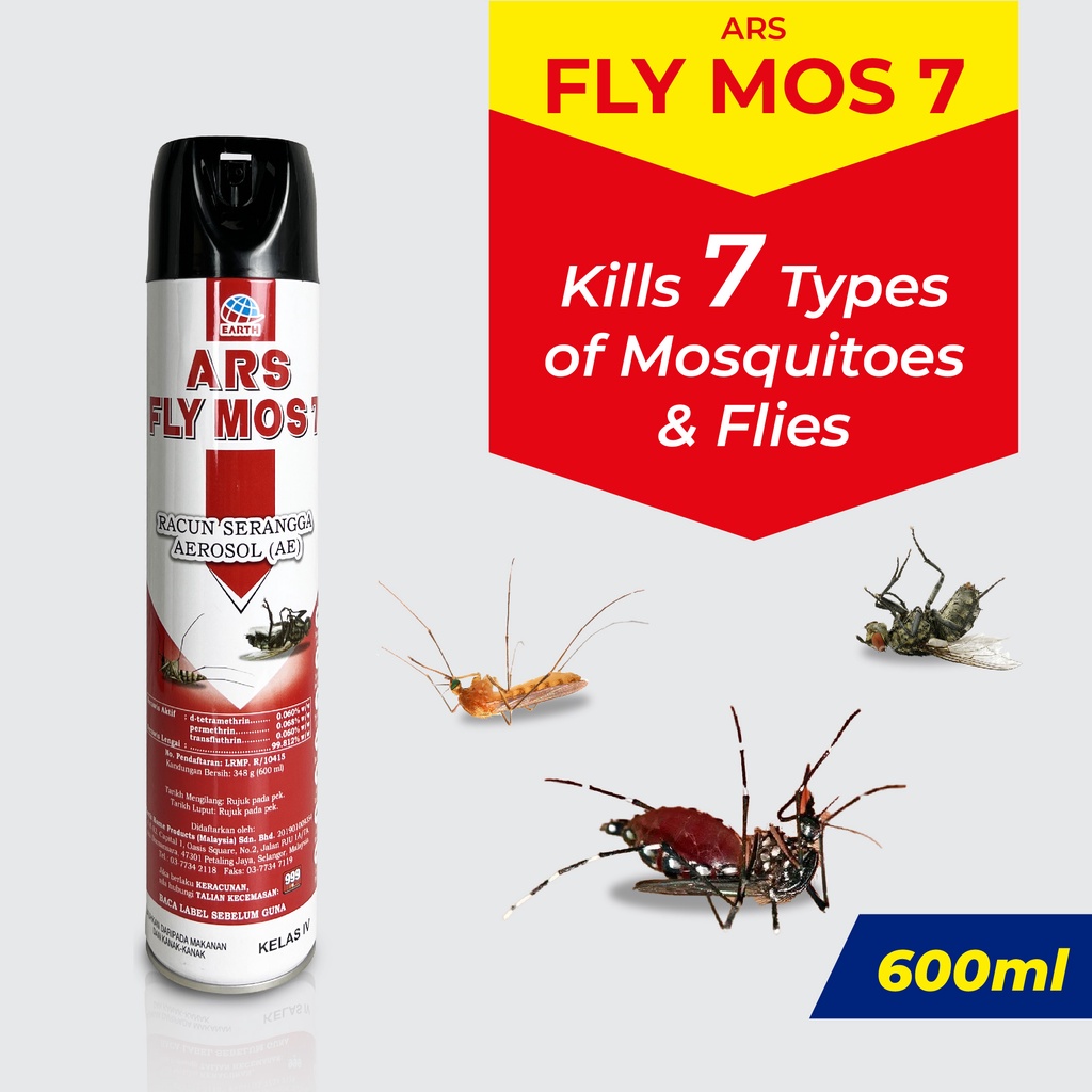 ARS Mosquito & Flies Spray Aerosol 600ml - 100% Knock Down Hidden ...