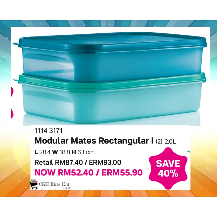 Tupperware Modular Mates Rectangular 2L (Set 2 pcs) | Shopee Malaysia