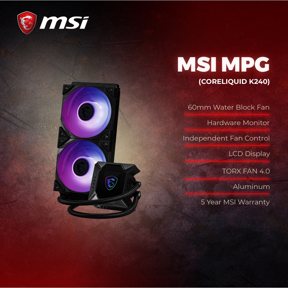 MSI MPG CORELIQUID K240 ARGB AIO Liquid Cooler | Shopee Malaysia