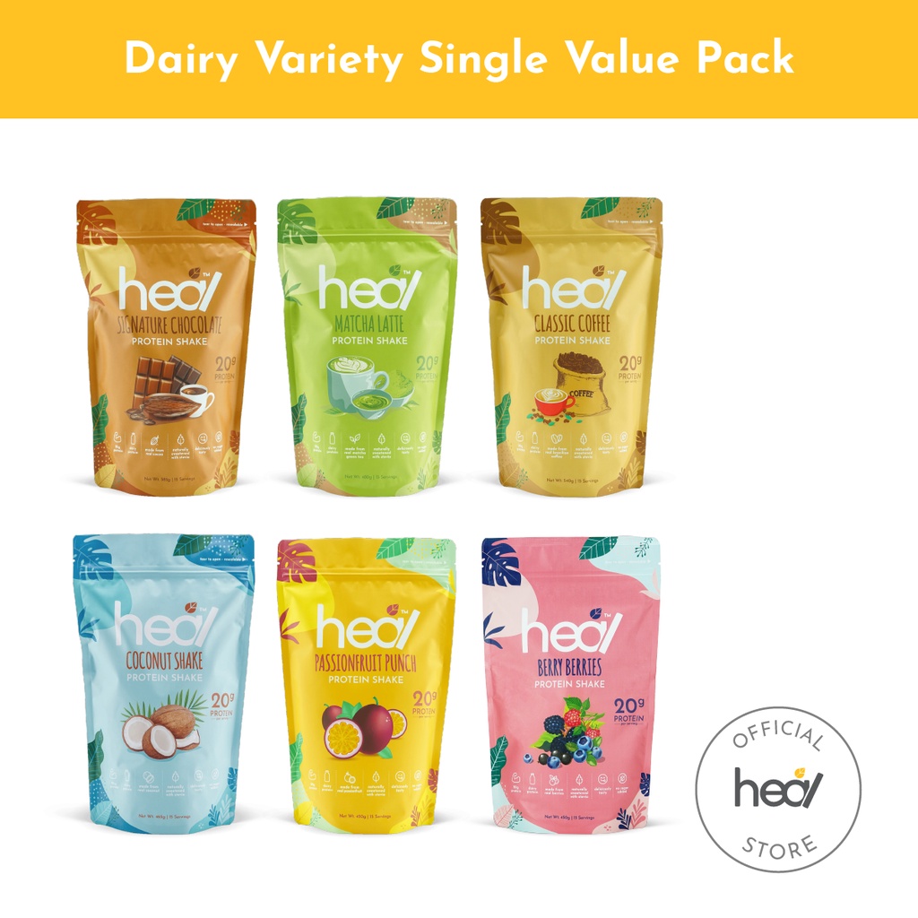 Heal Protein Shake Powder Pack Whey Protein/Pea Protein/Plant Based ...