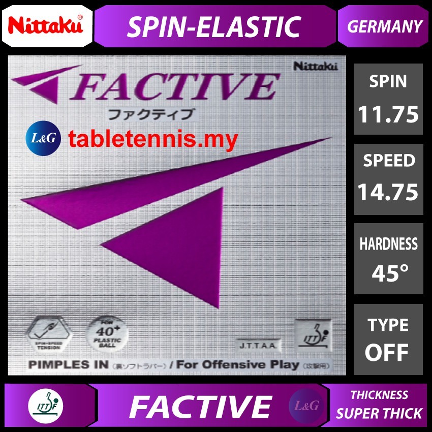 Nittaku Rubber Factive Spin Rubber Table Tennis Rubber Karet Ping Pong Getah Tenis Meja Made in ...